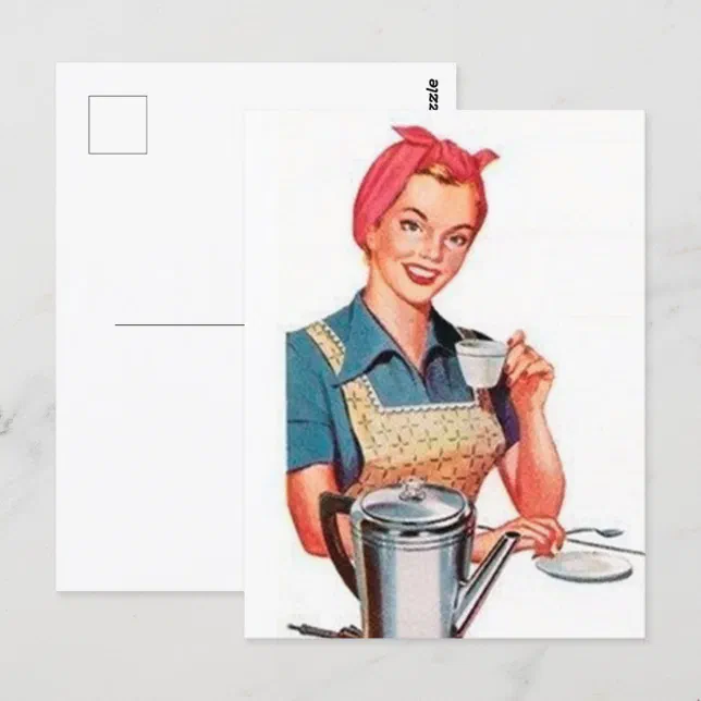 retro vintage coffee lady postcard | Zazzle