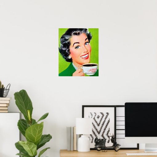 Retro vintage Coffee lady poster | Zazzle
