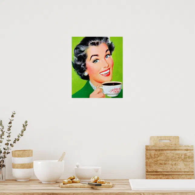 Retro vintage Coffee lady poster | Zazzle