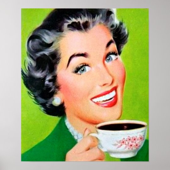 Retro vintage Coffee lady poster | Zazzle.com