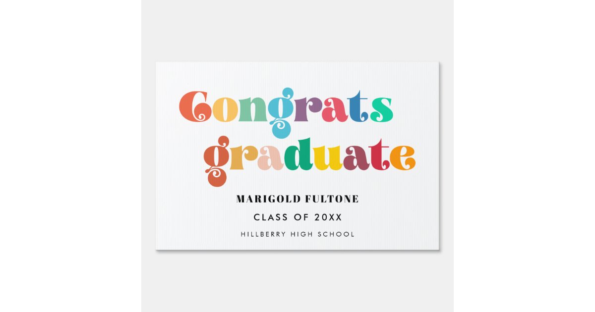 Retro vintage colorful graduate Congratulations Sign | Zazzle