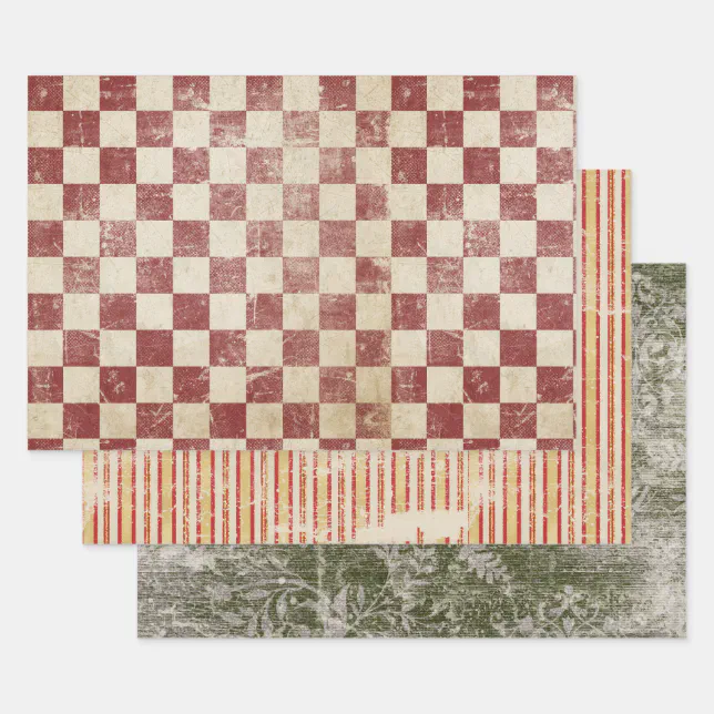 Retro Vintage Distressed Traditional Worn Wrapping Paper Sheets | Zazzle