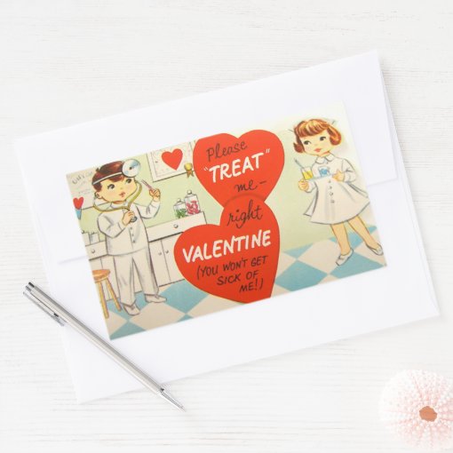Retro Vintage Doctor Nurse Valentine sticker | Zazzle