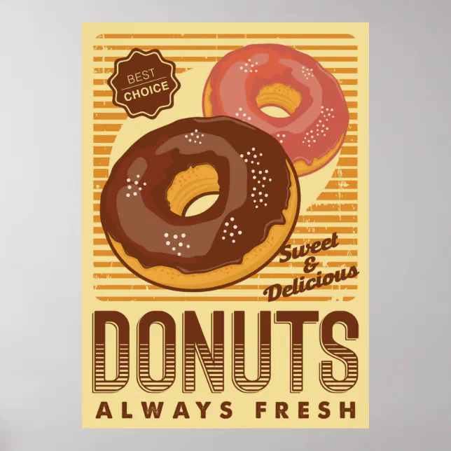 retro vintage donuts business poster | Zazzle