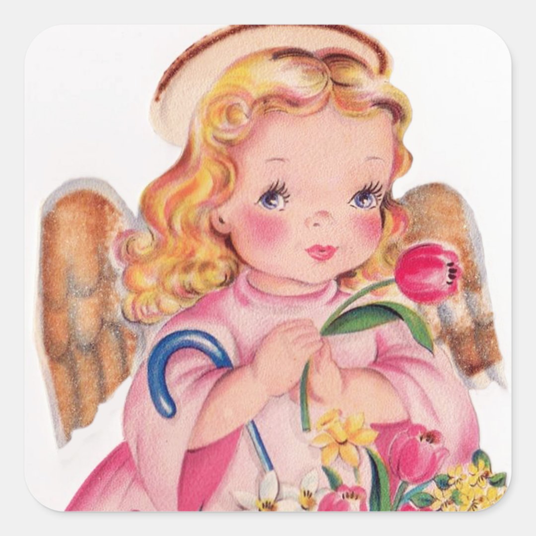 Retro vintage Easter Angel Holiday sticker | Zazzle