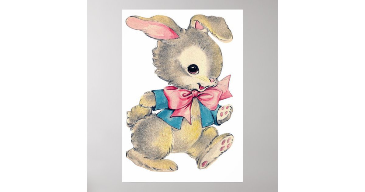 retro vintage Easter bunny decor poster | Zazzle