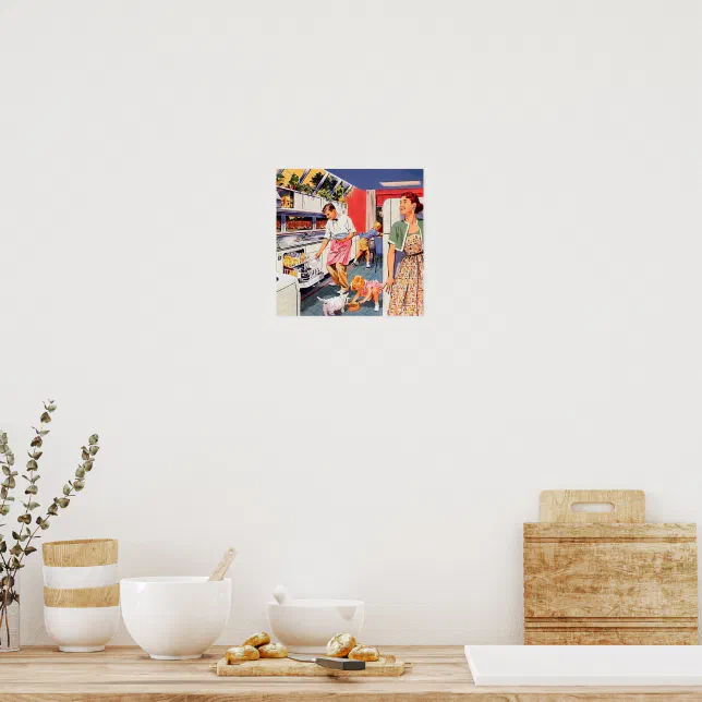 retro vintage Family kitchen Poster | Zazzle