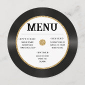 Retro Vintage Gold Glitter Vinyl Record Wedding Menu | Zazzle