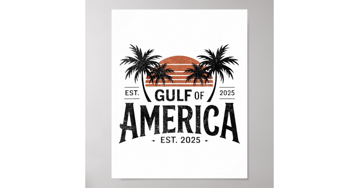 Retro Vintage Gulf Of Us America 2025 American Fla Poster | Zazzle