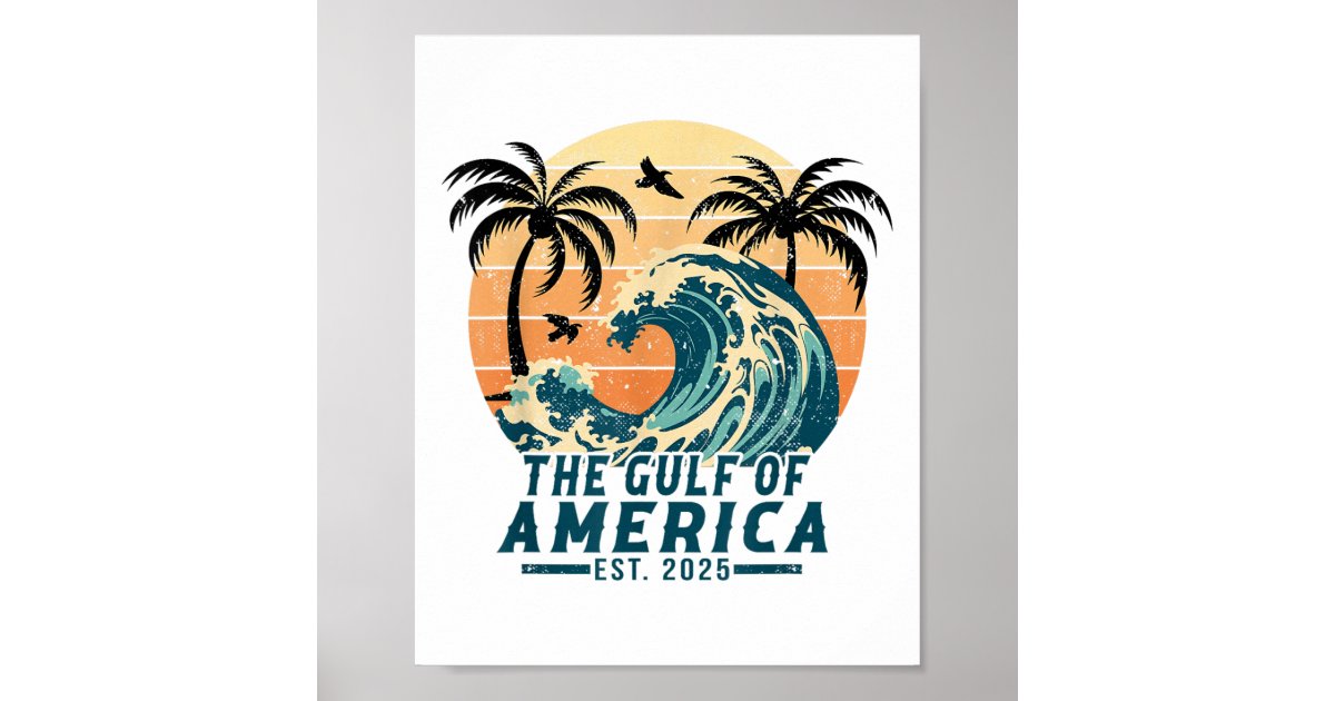 Retro Vintage Gulf Of Us America 2025 American Fla Poster | Zazzle