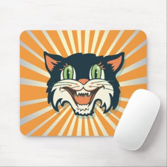 Retro Vintage Halloween Cat Mouse Pad | Zazzle