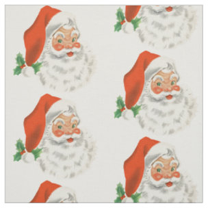 Vintage Christmas Santa Tiled Image Fabric | Zazzle.com