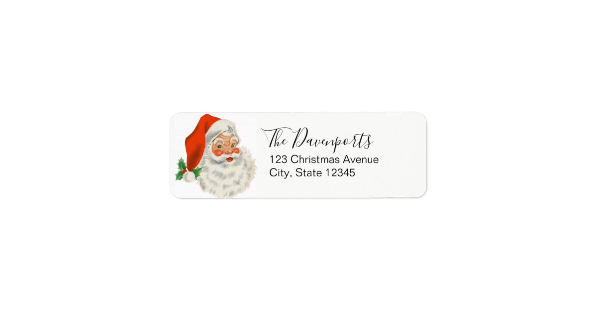 Retro Vintage Jolly Santa Claus Christmas Label | Zazzle