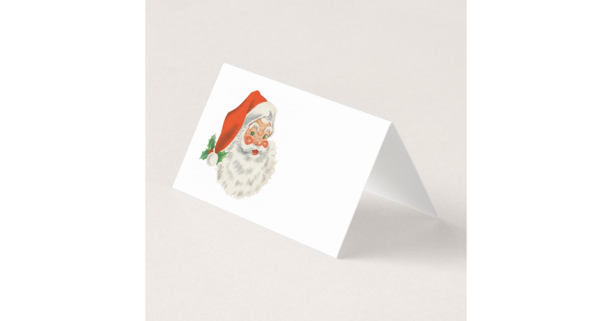 Retro Vintage Jolly Santa Claus Christmas Place Card | Zazzle.com