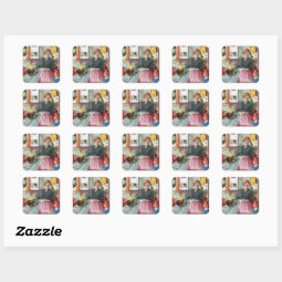 retro vintage kitchen lovers square sticker | Zazzle