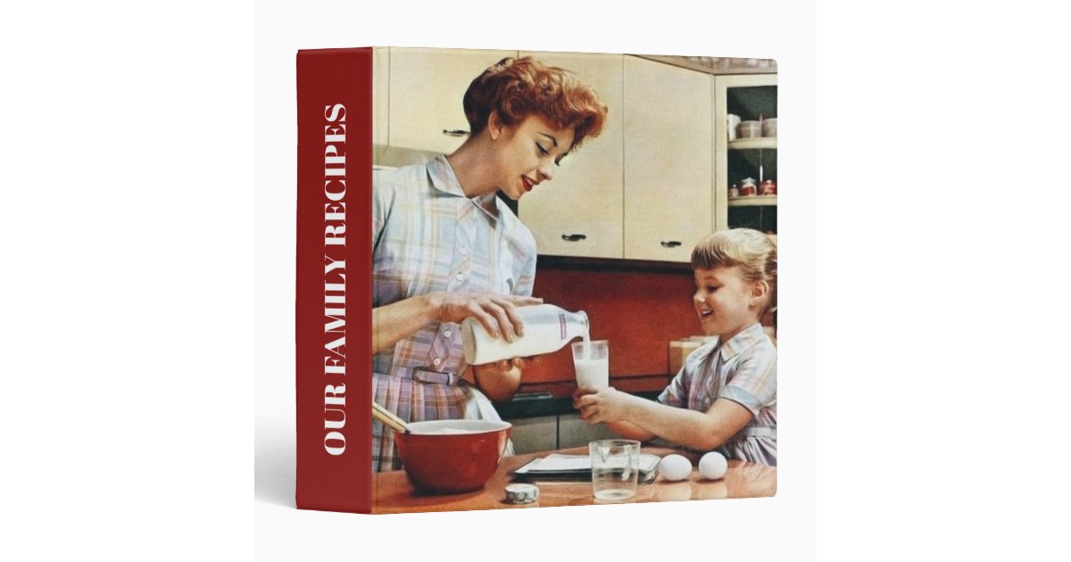 Retro vintage Kitchen recipe 3 Ring Binder | Zazzle
