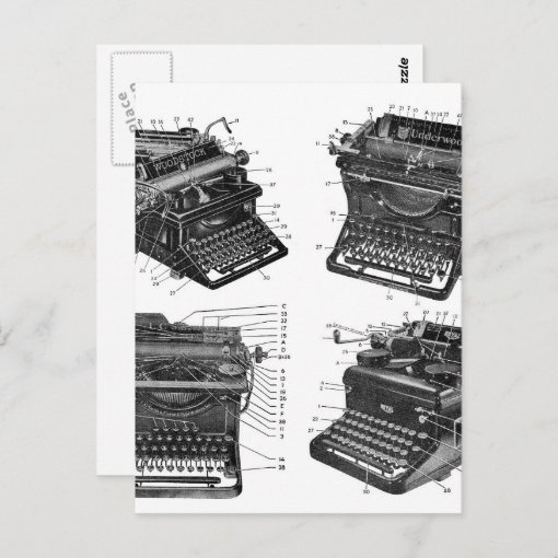 Retro Vintage Kitsch Machines Old Typewriters Postcard | Zazzle Retro Vintage Kitsch Machines Old Typewriters Postcard | Zazzle
