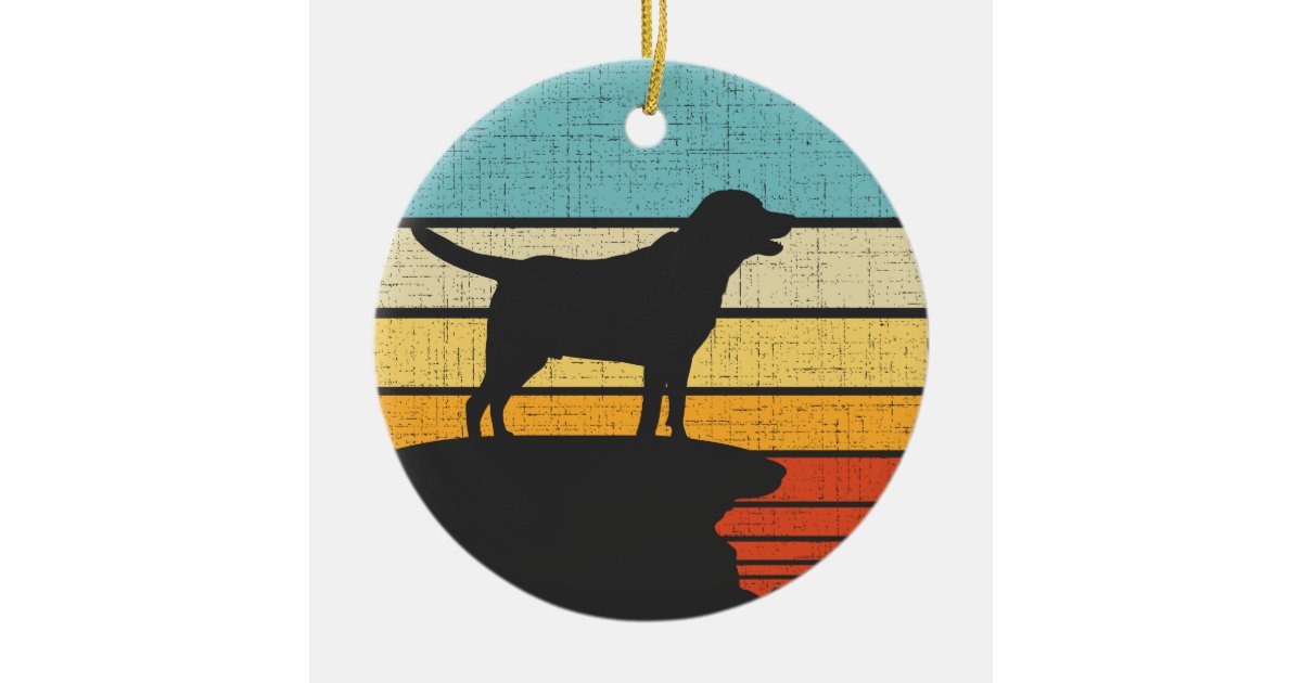 Retro Vintage Labrador Black Lab Owner Dog Puppy Ceramic Ornament | Zazzle