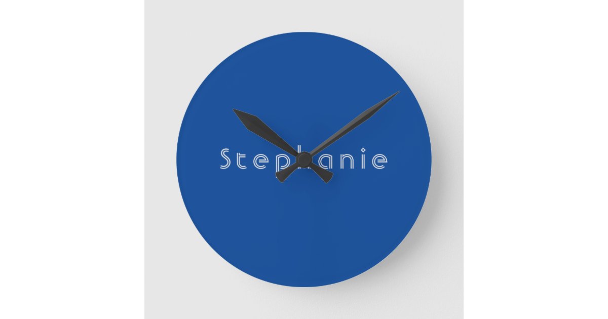 Retro Vintage Minimalist Modern Blue Round Clock | Zazzle