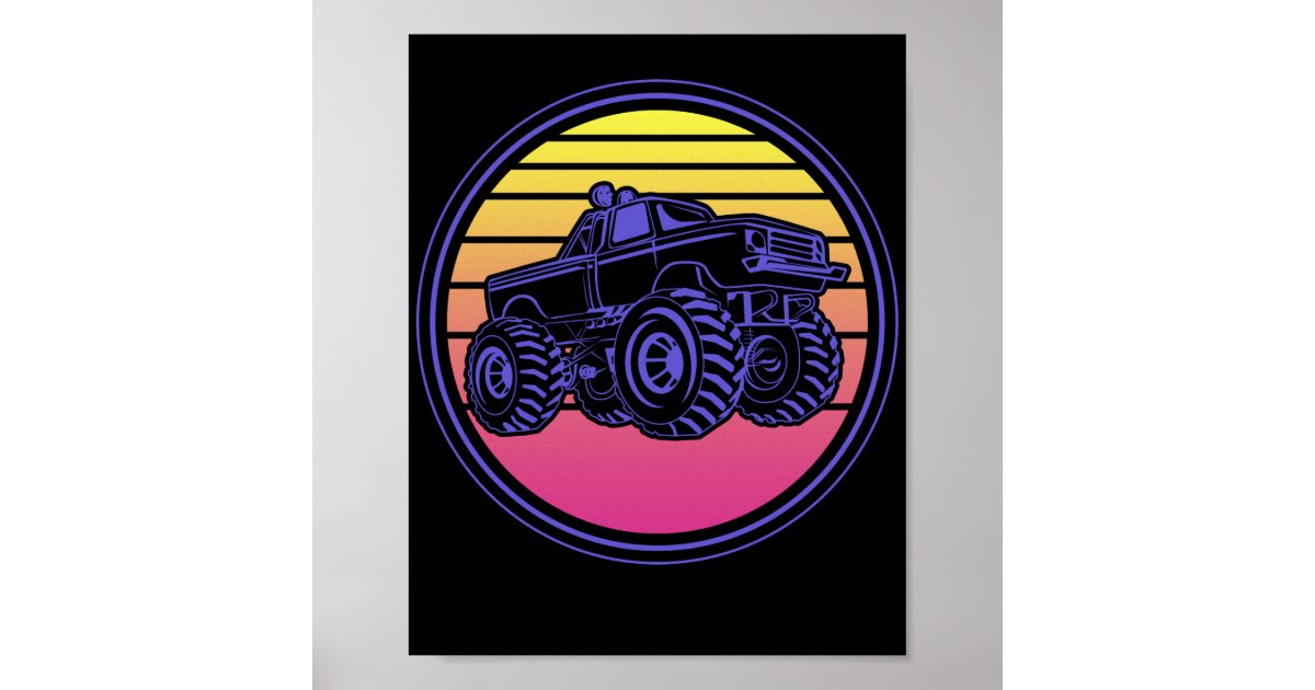 Retro Vintage Monster Truck Vaporwave Poster | Zazzle