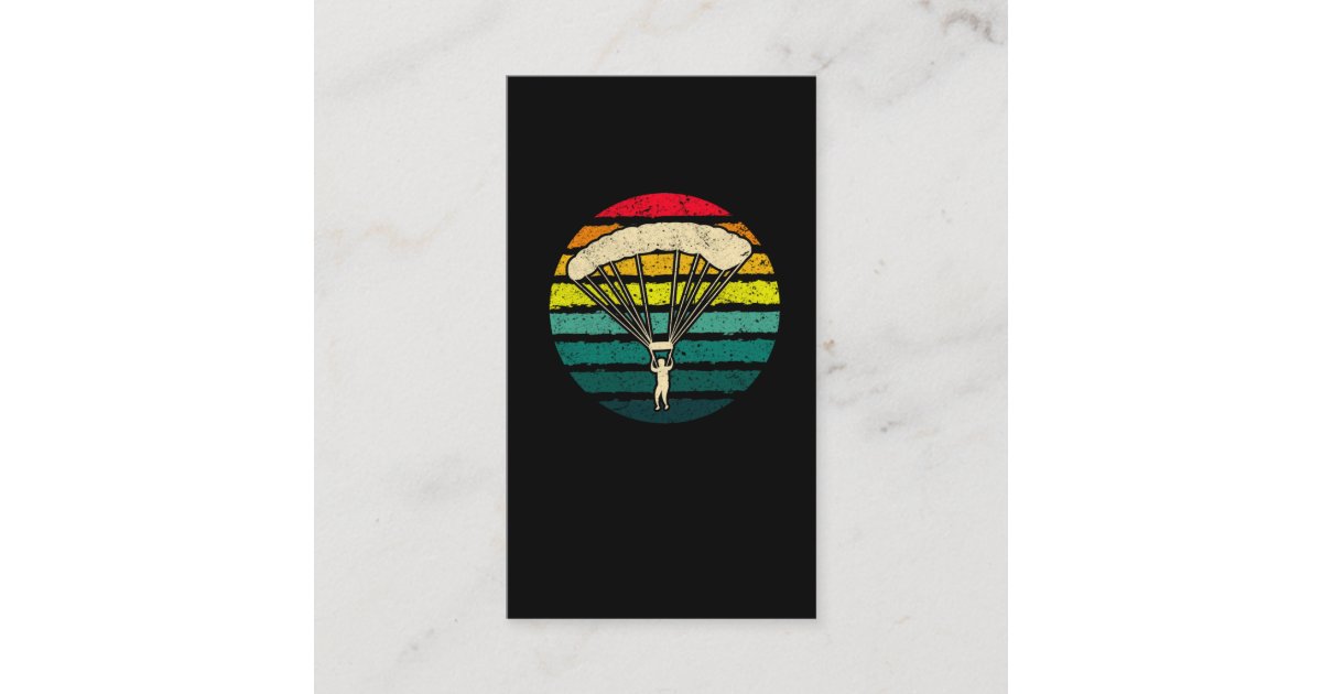 Retro Vintage Paraglider Skydiver Parachute Sports Business Card | Zazzle