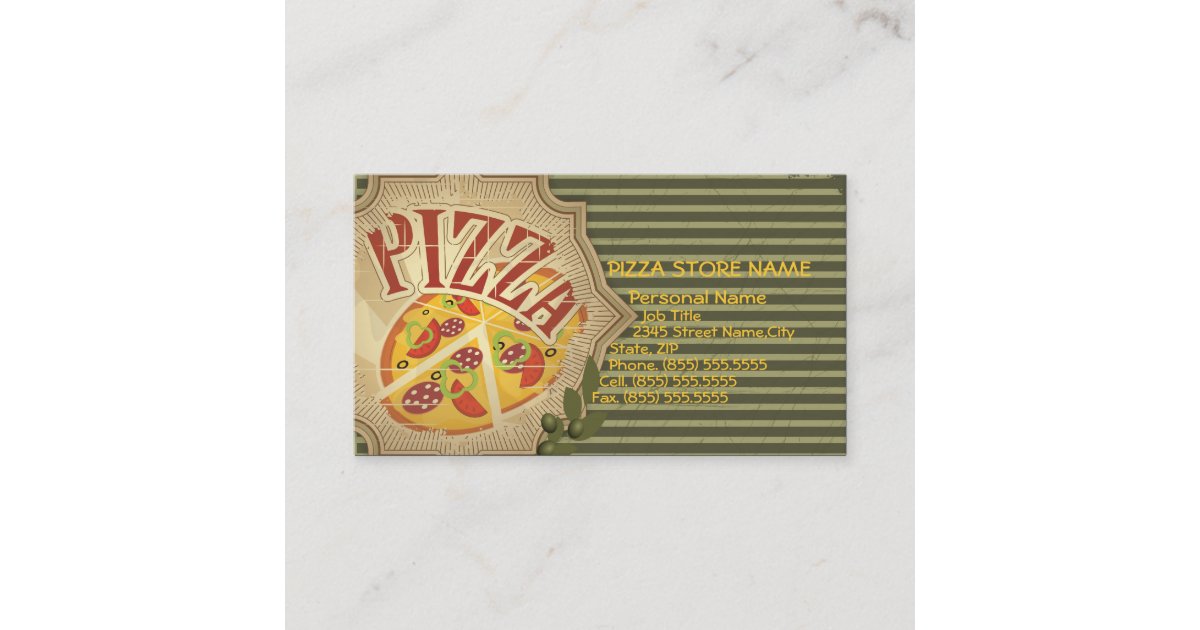 Retro Vintage Pizza Shop Business Card | Zazzle