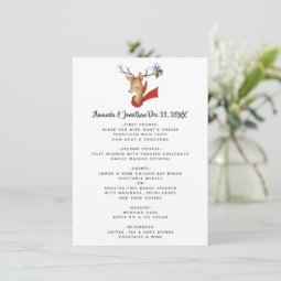 Retro Vintage Reindeer Christmas Wedding Menu | Zazzle