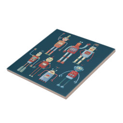 Retro Vintage Robots Ceramic Tile | Zazzle