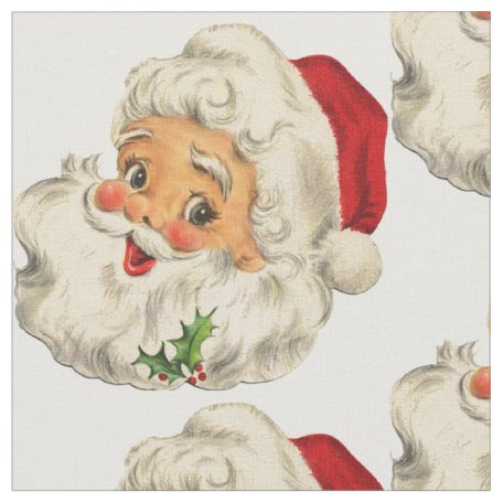 Vintage Christmas Santa Tiled Image Fabric | Zazzle