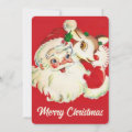 Retro Vintage Santa with Rudolf Custom Christmas Holiday Card | Zazzle