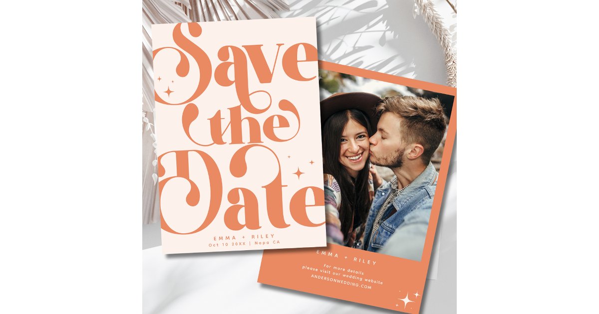 Retro Vintage Save the Date Photo | Terracotta Announcement | Zazzle