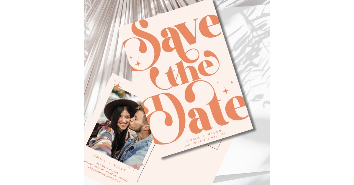 Retro Vintage Save the Date Photo | Terracotta Postcard | Zazzle