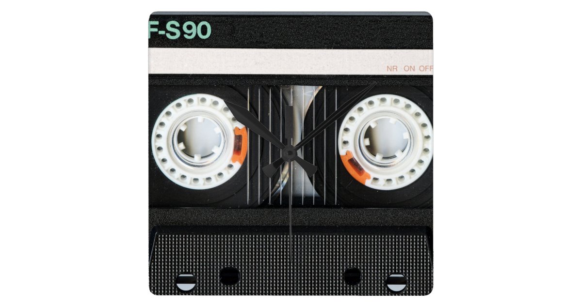 Retro Vintage Tape Cassette Recorder 70s 80s Square Wall Clock | Zazzle.com