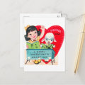 Retro Vintage Teacher Valentine Holiday postcard | Zazzle