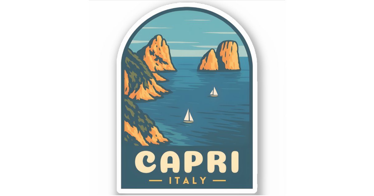 Retro Vintage Travel Capri Italy Scenic Coastline Sticker | Zazzle