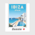 Retro Vintage Travel Ibiza Spain Seaside Landscape Sticker | Zazzle