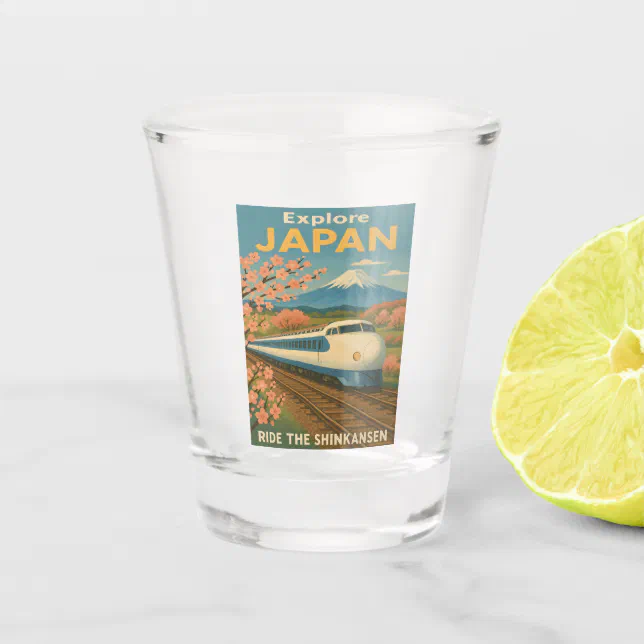 Retro Vintage Travel Japan Shinkansen Bullet Train Shot Glass | Zazzle
