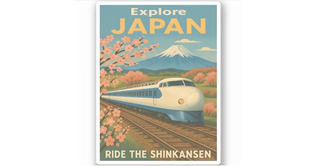Retro Vintage Travel Japan Shinkansen Bullet Train Sticker | Zazzle
