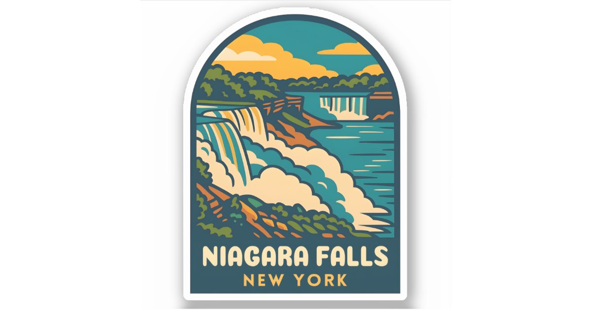 Retro Vintage Travel Niagara Falls New York Sticker | Zazzle