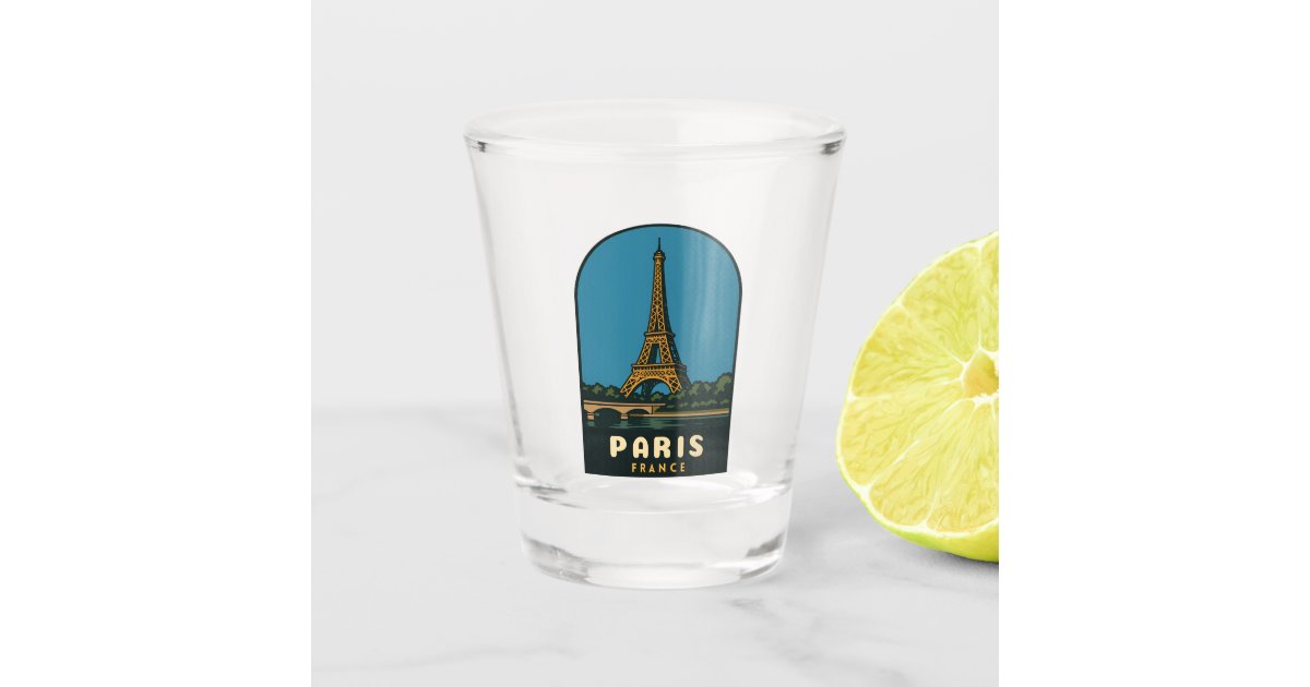 Retro Vintage Travel Paris France Eiffel Tower Shot Glass | Zazzle