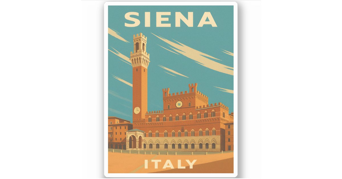 Retro Vintage Travel Siena Italy Scenic Sticker | Zazzle