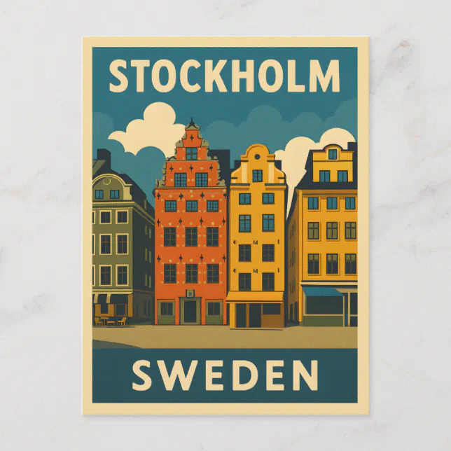Retro Vintage Travel Stockholm Sweden Old Town Postcard | Zazzle