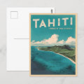 Retro Vintage Travel Tahiti French Polynesia Beach Postcard | Zazzle