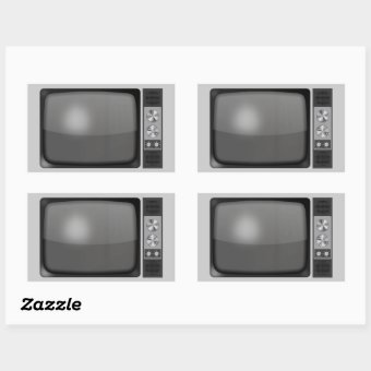 Retro Vintage TV Set Rectangular Sticker | Zazzle