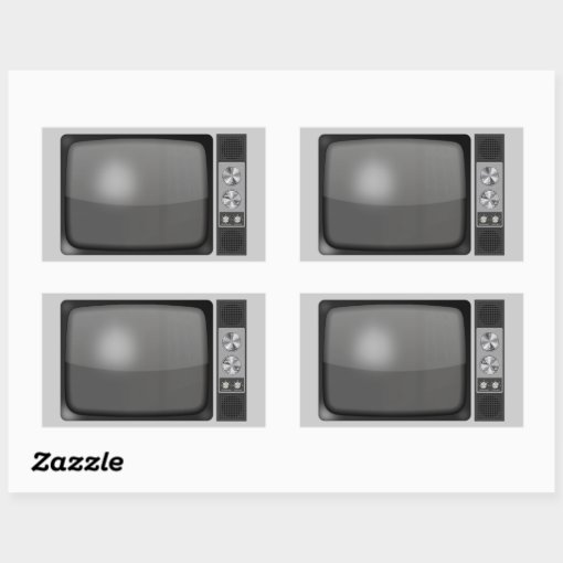 Retro Vintage TV Set Rectangular Sticker | Zazzle