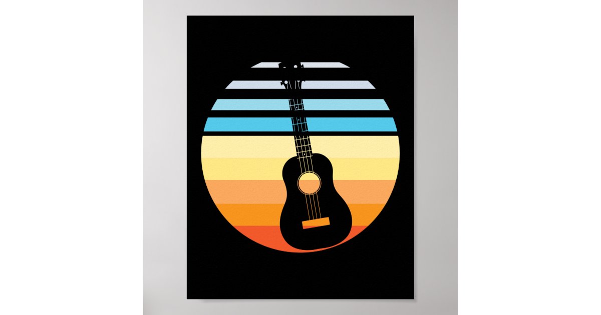 Retro Vintage Ukulele Sunset Hawaiian Player Poster | Zazzle