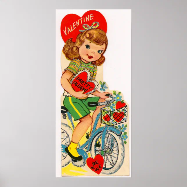 Retro vintage Valentine girl poster | Zazzle
