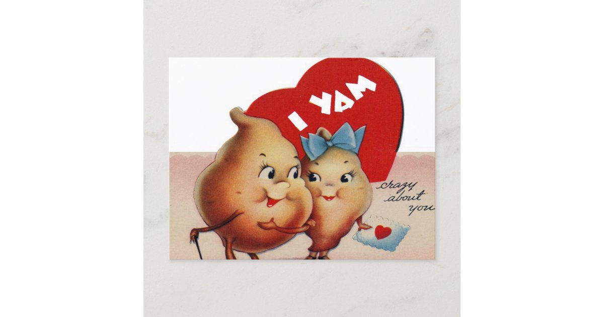 retro vintage Valentine yams Holiday Postcard | Zazzle