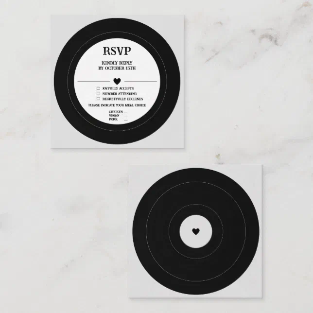 Retro Vintage Vinyl Record RSVP Enclosure Card | Zazzle