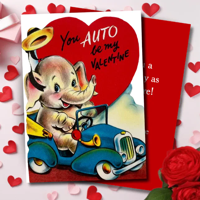 Retro Vintage You Auto Be My Valentine Custom Holiday Card | Zazzle
